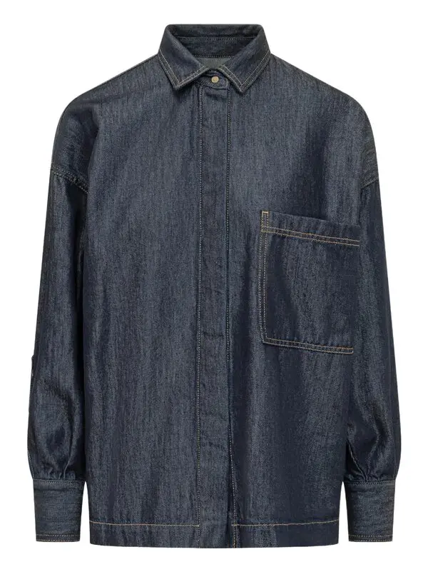 DARKPARK Long-sleeved Straight-hem Denim Shirt - Black