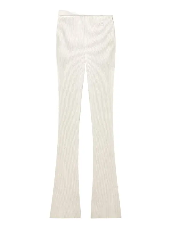 COURREGES Ribbed Knit Flared Trousers With Ac Logo - White