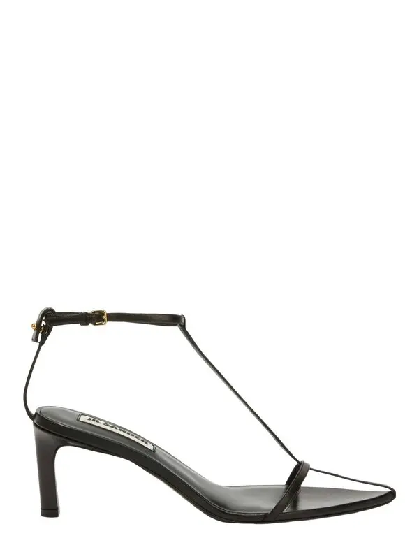 JIL SANDER T-bar Ankle Strap Sandals - Black