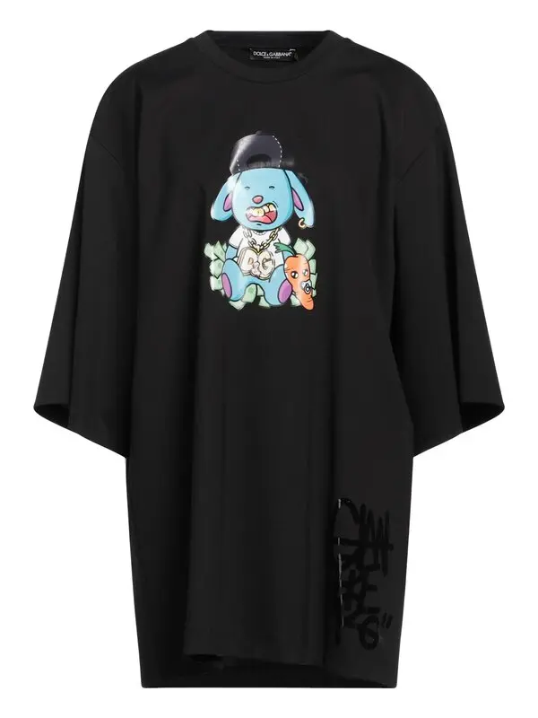 Dolce & Gabbana Oversized Printed T-shirt - Black
