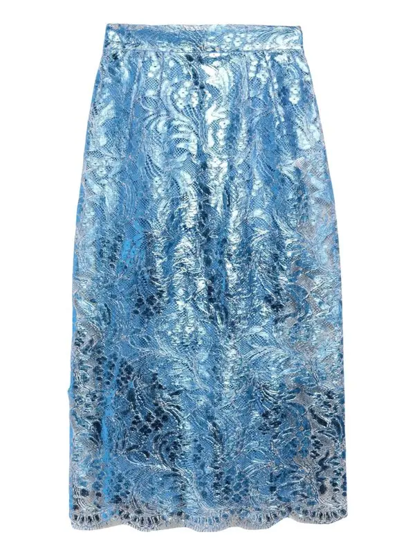 Dolce & Gabbana Metallic Lace A-line Skirt - Blue