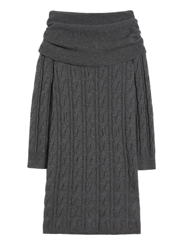 Max Mara Wool And Cashmere Cable Knit Off-the-shoulder Dress - Dark Gray