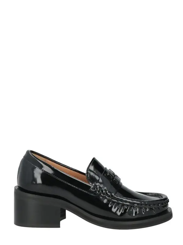 GANNI Block Heel Loafers - Black