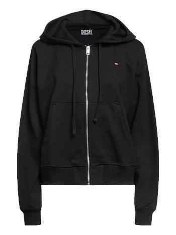 DIESEL® Zip-up Hooded Jacket With Logo Detail - Black