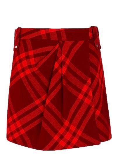 Burberry Plaid Midi Skirt - Red