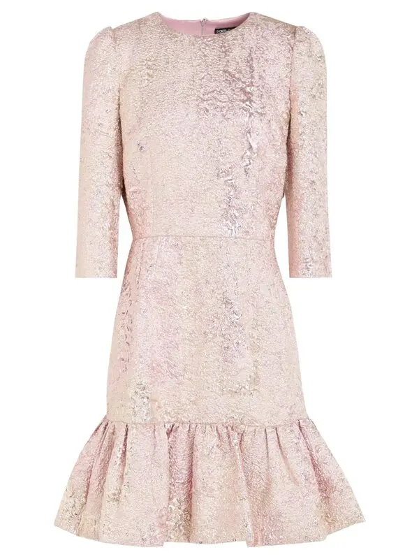 Dolce & Gabbana Flared Mini Dress With 3/4 Sleeves - Nude