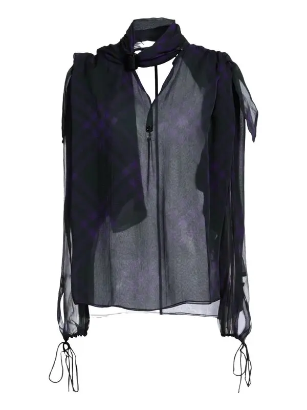 Burberry Plaid Blouse - Black