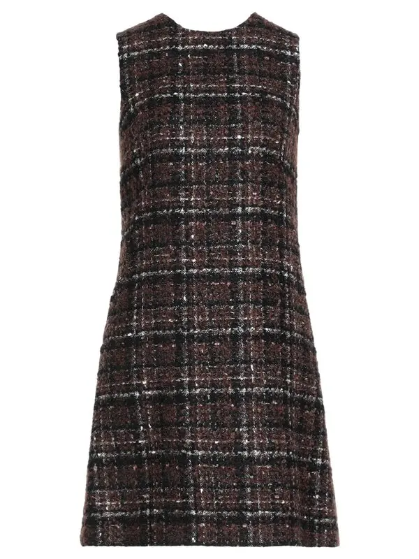 Dolce & Gabbana Sleeveless Plaid Tweed Dress - Black