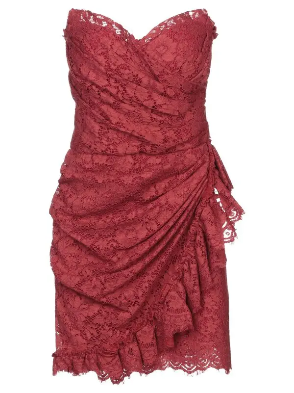 Dolce & Gabbana Sleeveless Lace Bodycon Dress - Red