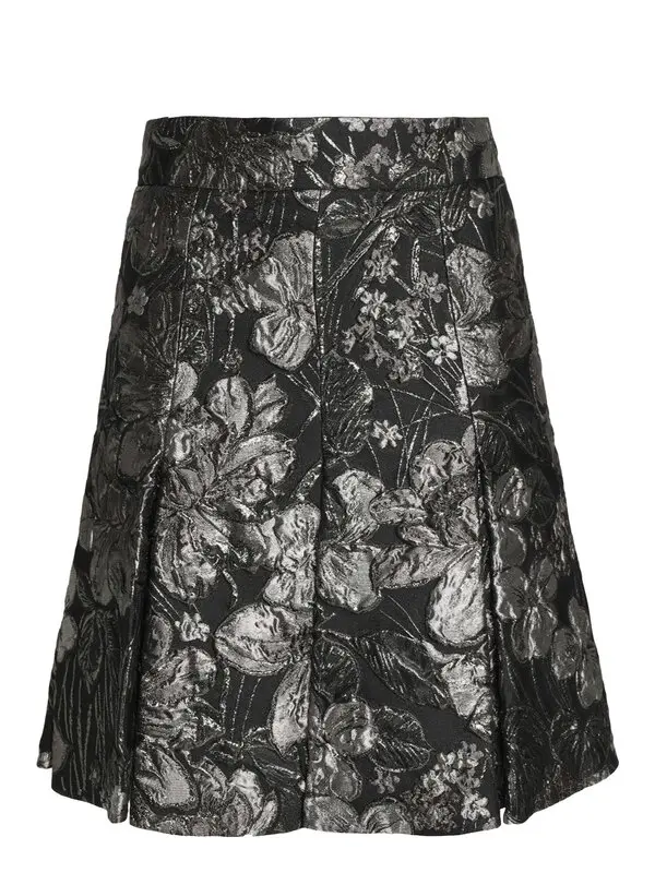 Dolce & Gabbana Floral Jacquard Midi Skirt - Black