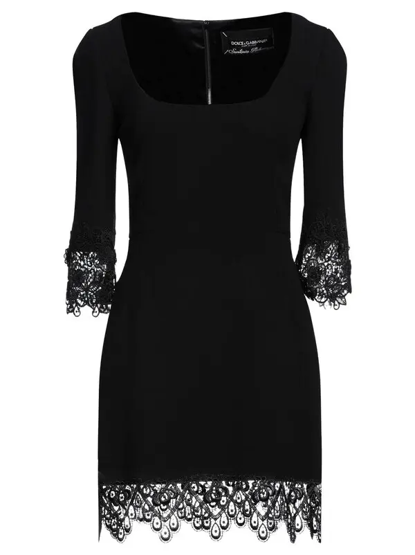 Dolce & Gabbana Flared Dress With Broderie Anglaise - Black
