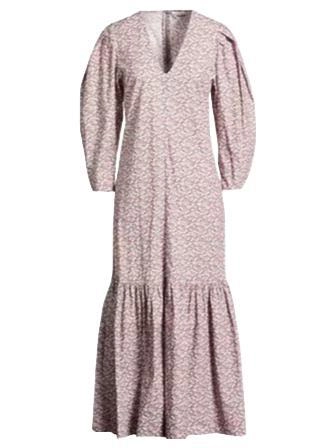 GANNI Floral Print V-neck Long Sleeve Maxi Dress - Pink
