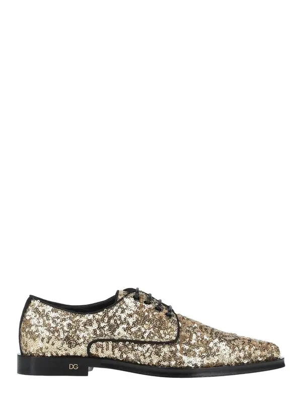 Dolce & Gabbana Pointed-toe Sequined Lace-up Flats - Multicolor