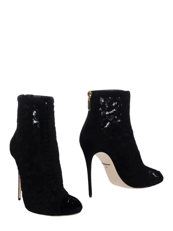 Dolce & Gabbana Suede Lace-up Ankle Boots - Black