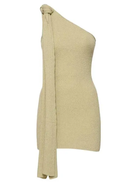 AYA MUSE One-shoulder Draped Knitted Dress - Nude