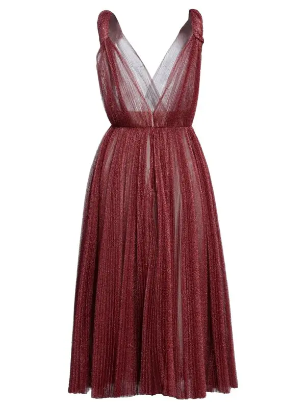 Dolce & Gabbana Pleated Sleeveless Maxi Dress - Red