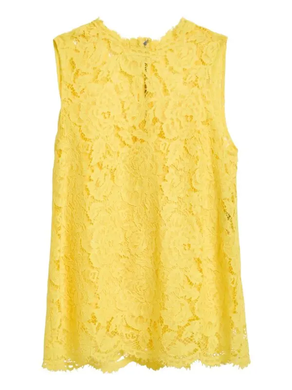 Dolce & Gabbana Sleeveless Lace Top - Yellow