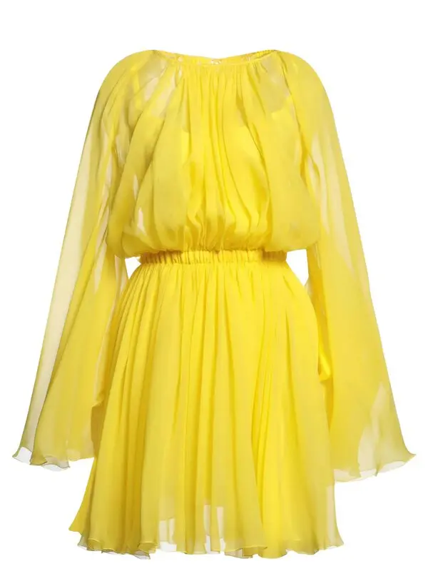 Dolce & Gabbana Ruched Long Sleeve Dress - Yellow