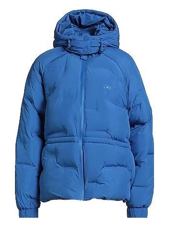 GANNI Quilted Cotton Coat With Detachable Hood - Blue