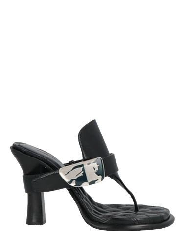 Burberry Thong Sandals With Embellished Block Heel - Black