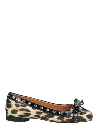 GANNI Ballet Flats With Leopard Print And Bow Detailing - Multicolor