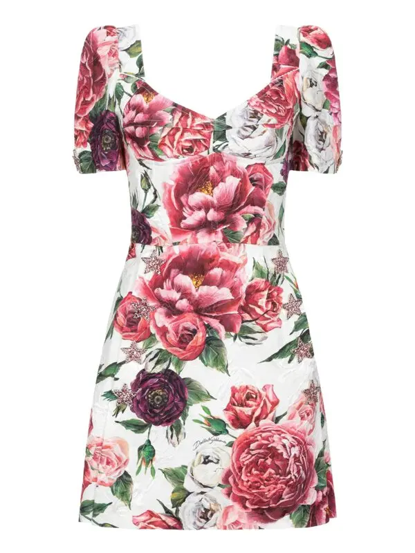 Dolce & Gabbana Floral Jacquard A-line Mini Dress - Multicolor