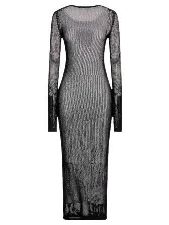 Sportmax Bodycon Dress With Openwork Knit - Gray