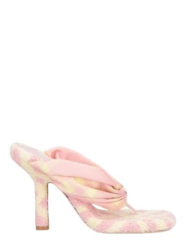 Burberry Checked Bouclé And Satin Thong Sandals - Pink