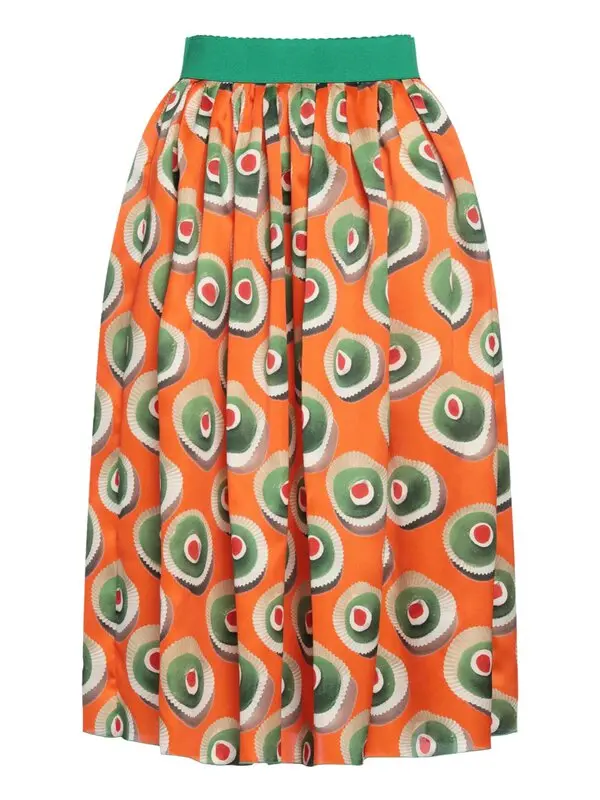 Dolce & Gabbana Colorful Satin A-line Midi Skirt - Multicolor