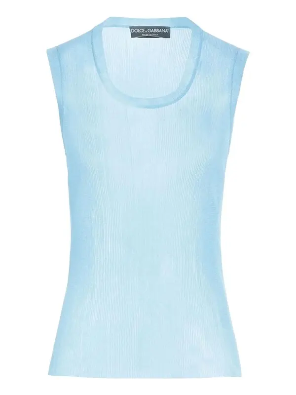 Dolce & Gabbana Sleeveless Metallic Jersey Top - Blue