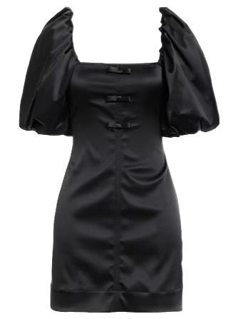 GANNI Short Sleeve Square Neck Dress - Black