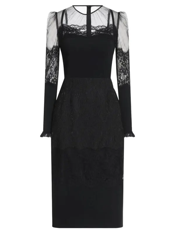 Dolce & Gabbana Midi Dress With Lace Detailing - Black