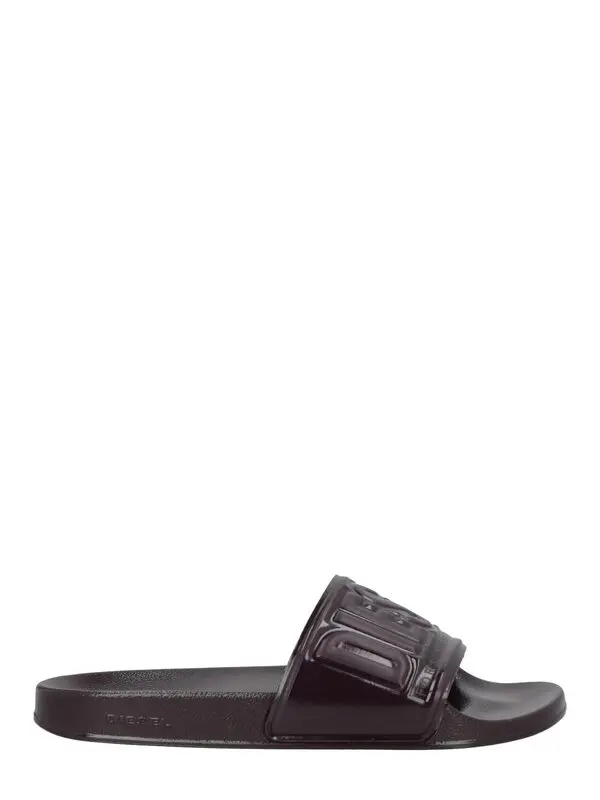 DIESEL® Embossed Logo Rubber Slides - Black