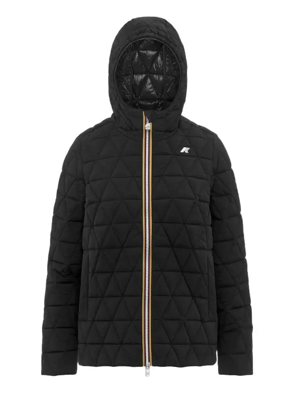 K-WAY Madlaine Diamond Quilted Short Jacket With Hood - Black