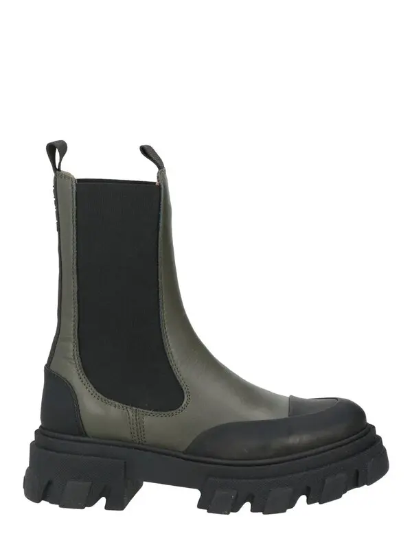 GANNI Thick-soled Color-blocked Leather Boots - Black