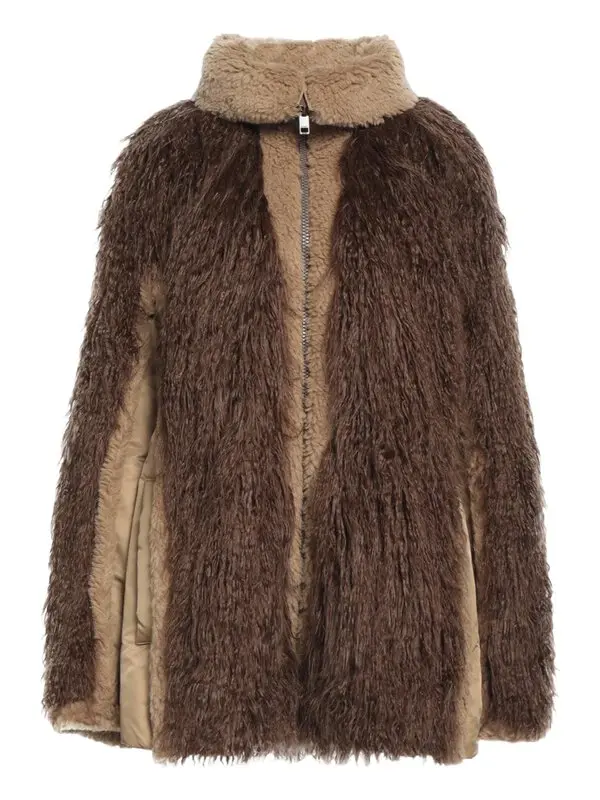 DIESEL® Two-tone Teddy Fleece Coat - Brown