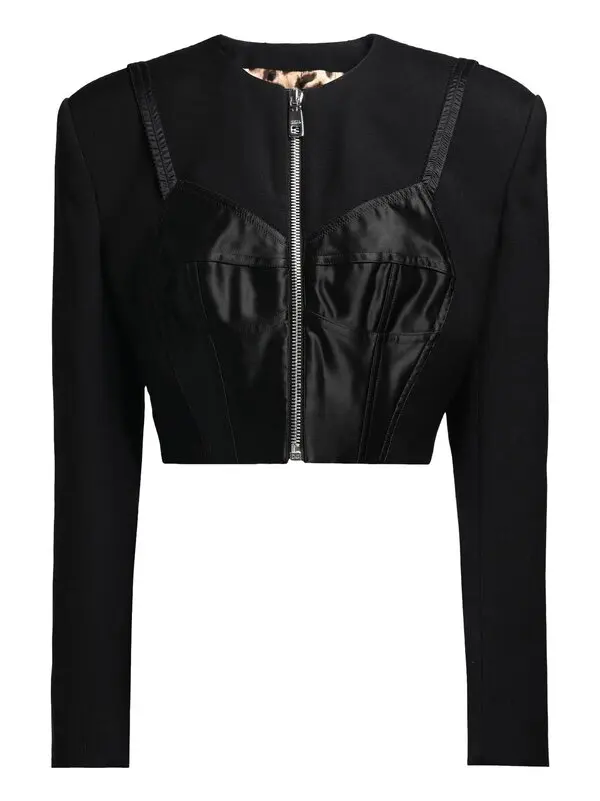 Dolce & Gabbana Zip-up Cropped Jacket - Black