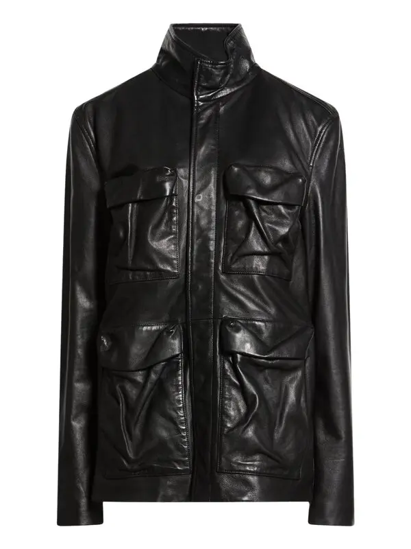 DIESEL® Leather Jacket With Zip Fastening - Black