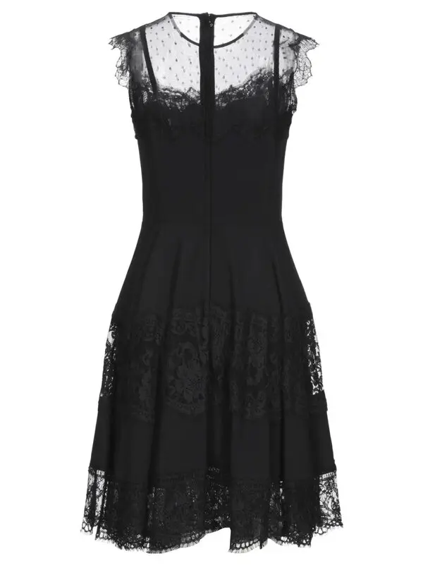 Dolce & Gabbana Lace Trimmed Sleeveless Dress - Black