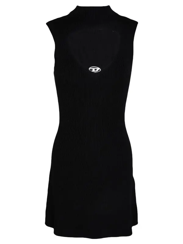 DIESEL® Sleeveless Mock Neck Cut Out Knit Dress - Black