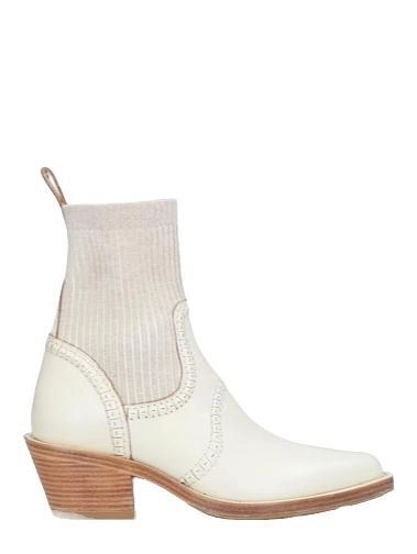 Chloé Knitted Ankle Boots With Cuban Heel - White
