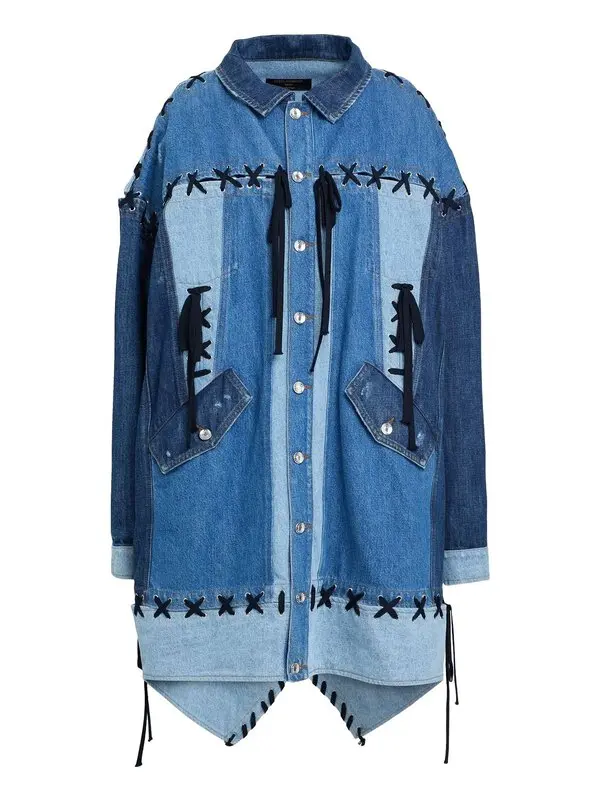 Dolce & Gabbana Embellished Distressed Denim Jacket - Blue