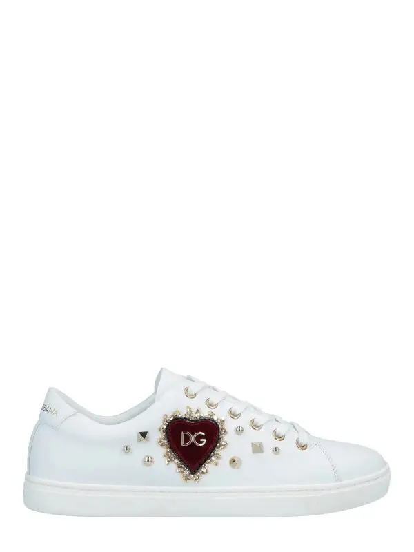 Dolce & Gabbana Embellished Low-top Leather Sneakers - White
