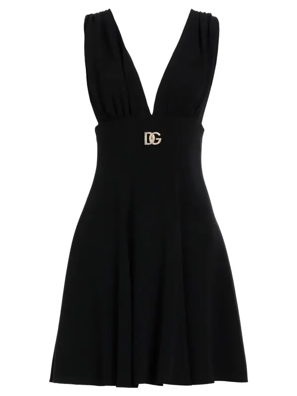 Dolce & Gabbana Flared Dress With Dg Logo Embellishment - Black