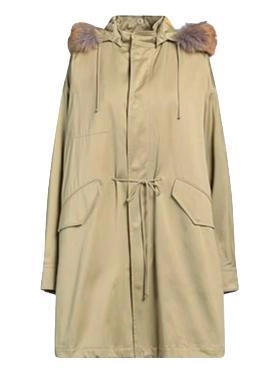 Burberry Hooded Parka With Fur Trim - Nude