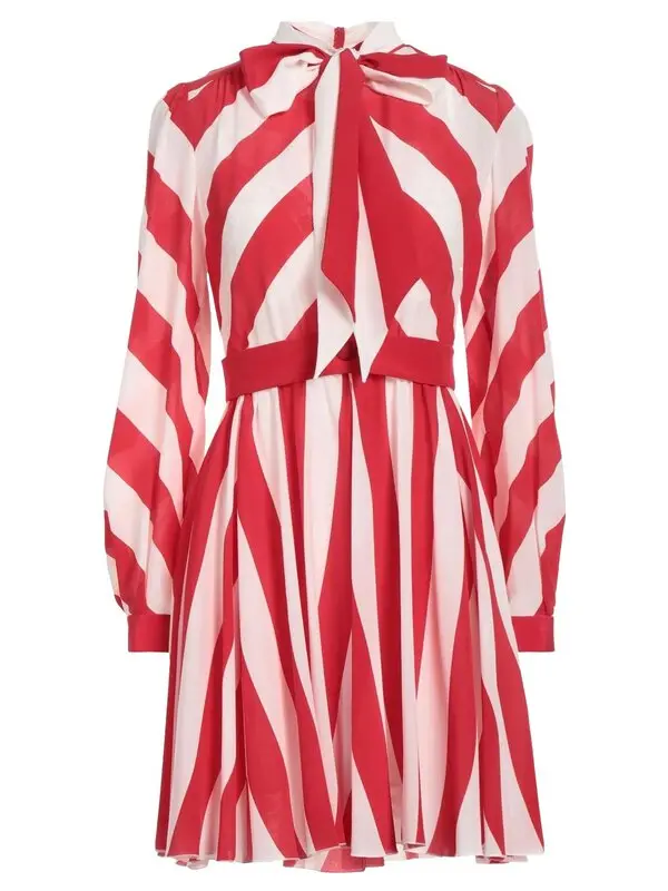 Dolce & Gabbana Striped Bow-tie Neck Shirt Dress - Red