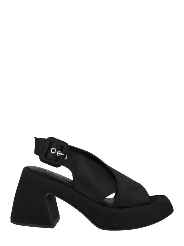 GANNI Satin Slingback Heeled Sandals - Black