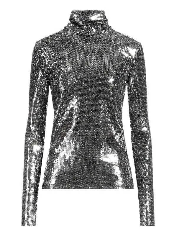 Isabel Marant Étoile Sequin High Neck Long Sleeve Top - Black