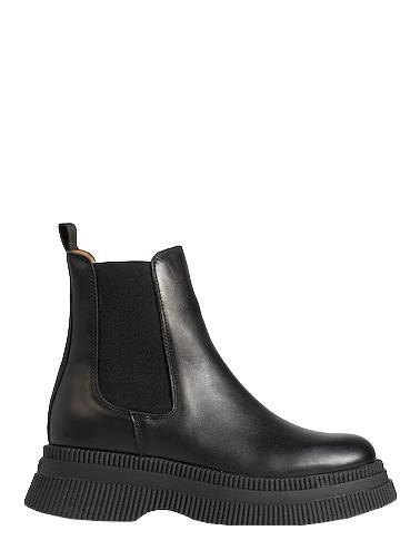 GANNI Genuine Leather Platform Boots - Black