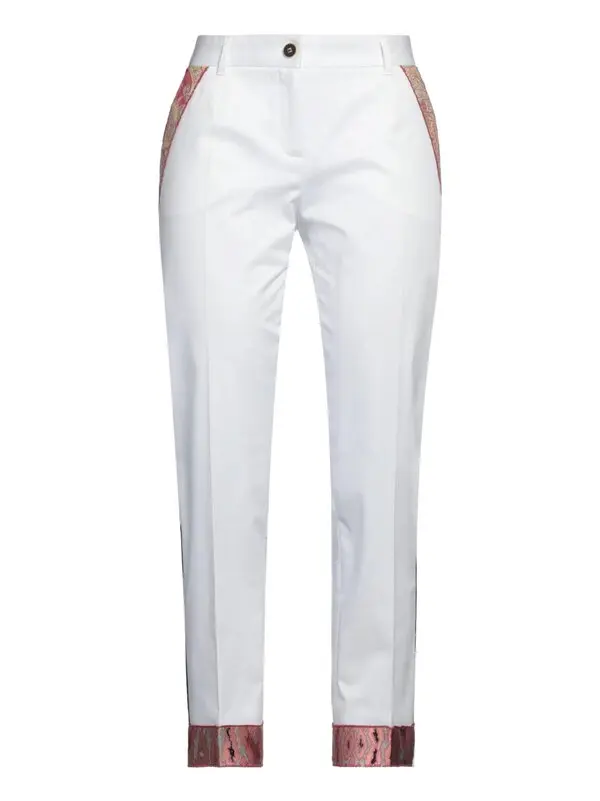 Dolce & Gabbana Brocade Twill Casual Pants With Side Seam Stripes - White
